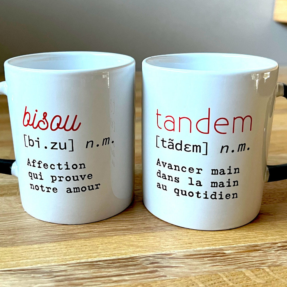 Coffret duo mugs tandem anse coeur - 6,48