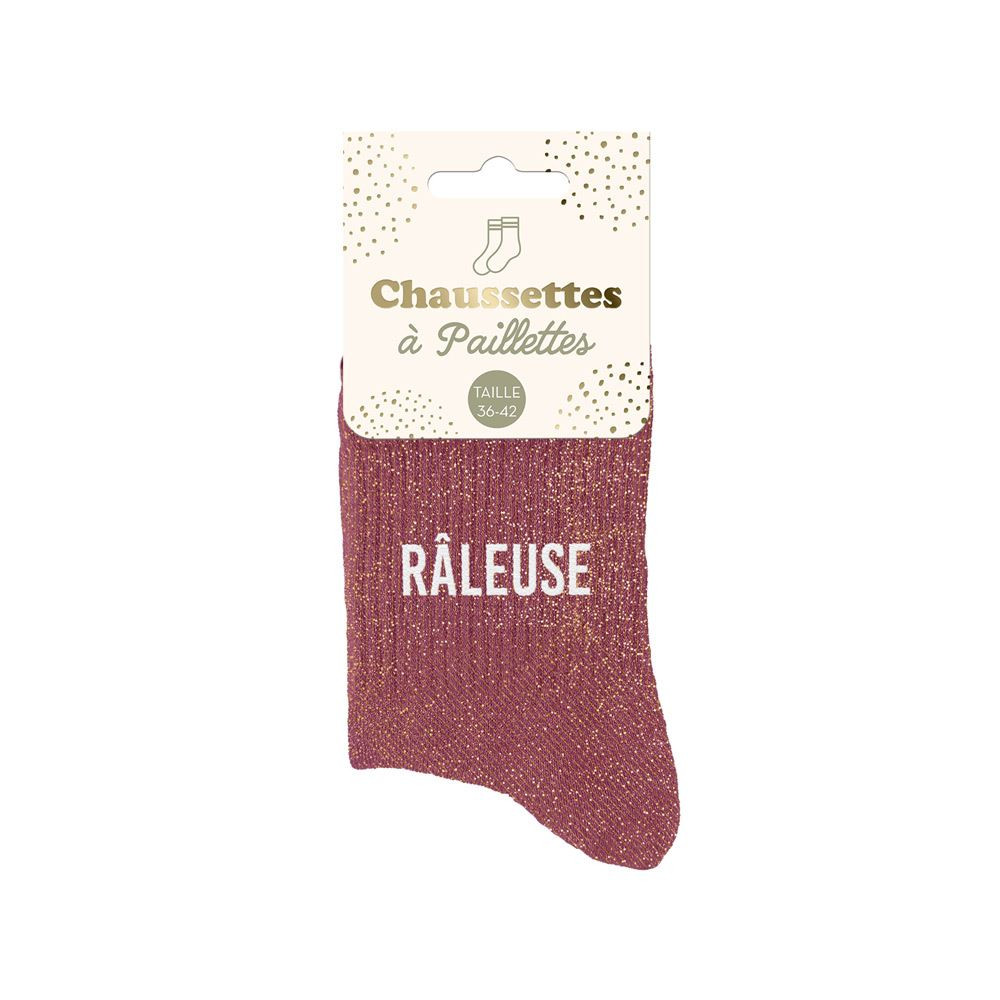 Chaussettes roses paillettes "Râleuse" - 7,00